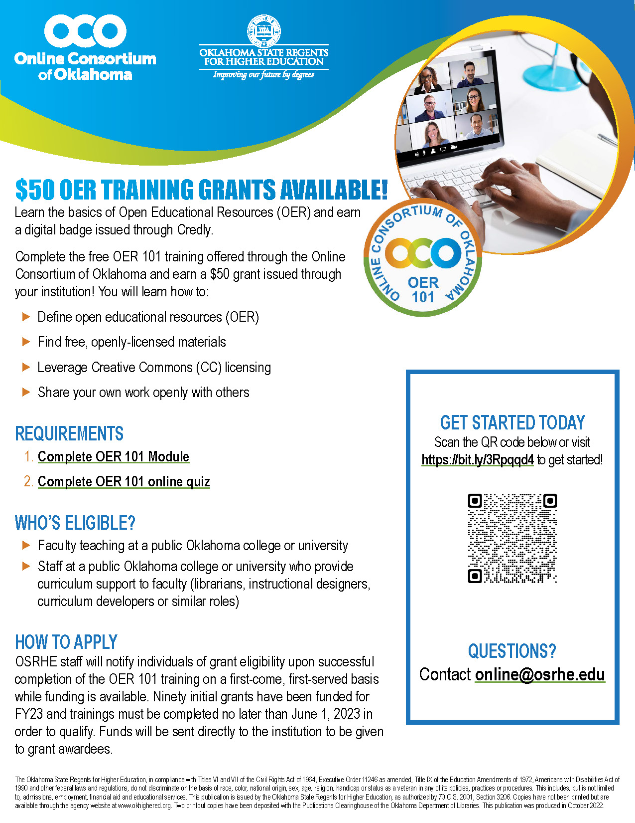 OER Training and Open Textbook Grants Now Available for 2022-23 - Online Consortium of Oklahoma